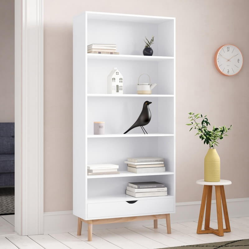 Jual Rak Buku Minimalis Dari Kayu Warna Putih Terbaru - Jepara Heritage