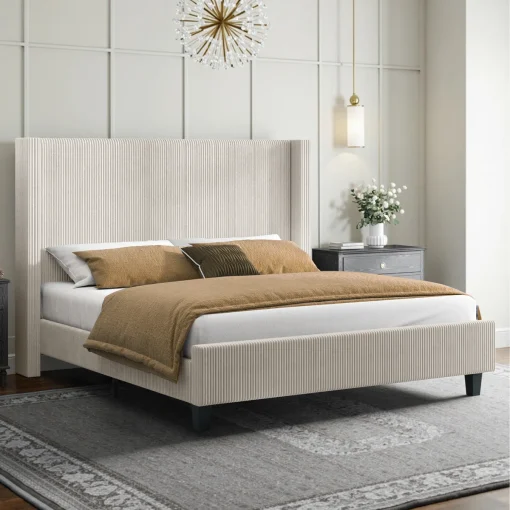 Jual Wolden Tempat Tidur Model Jok Kain Beludru Texture - Jepara Heritage